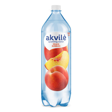 Akvile Peach Sparkling 1.5L Family Size | Smooth Lithuanian Mineral Water