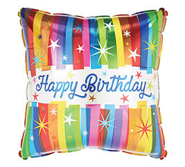 Square Happy Birthday Bold Stripes Balloon