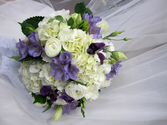 Roses, Hydrangea, Freesia, Ranunculus Bouquet