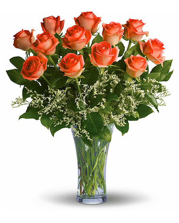 dozen orange roses Chappell's Florist Shop Burlington Delivery Daily