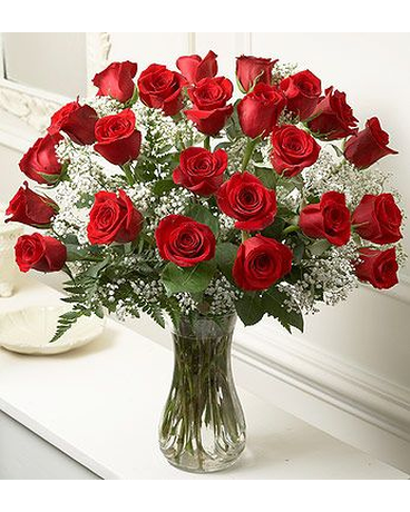 Chappell's Florist-two Dozen Red Roses Arranged Gorgeous Delivery
