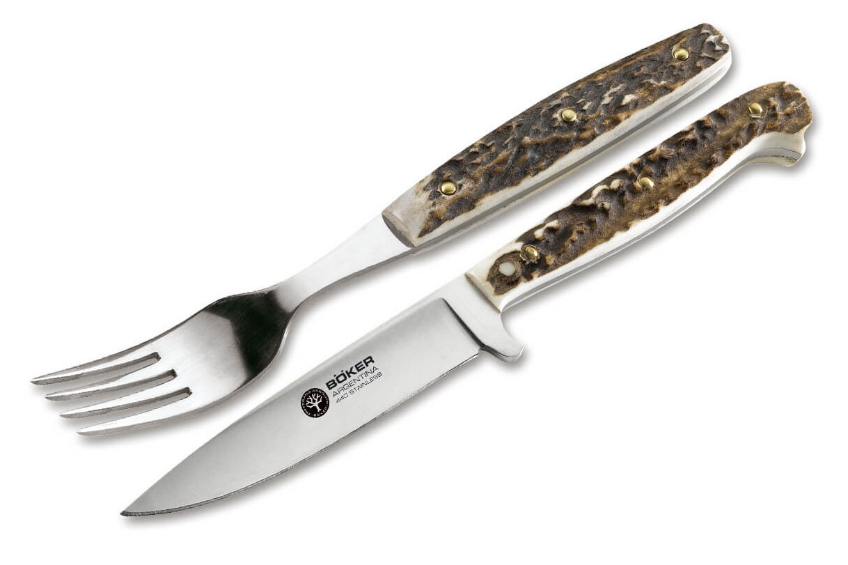 Boker Arbolito Stamigo Knife & Fork Set - Stag - DLT Trading