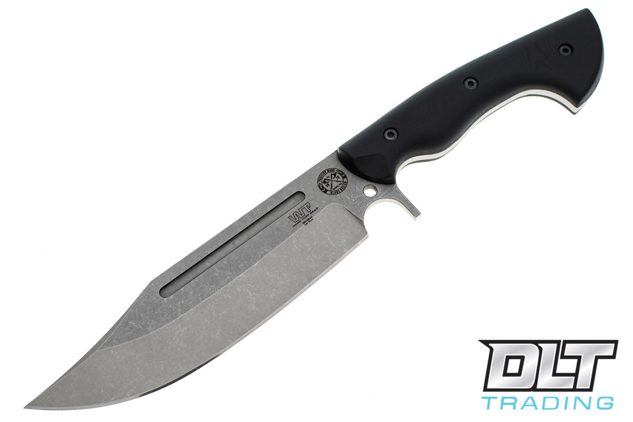 WTG 7" Puzon Wilderness Bowie - Black G-10 - Ghost Finish Blade - DLT ...