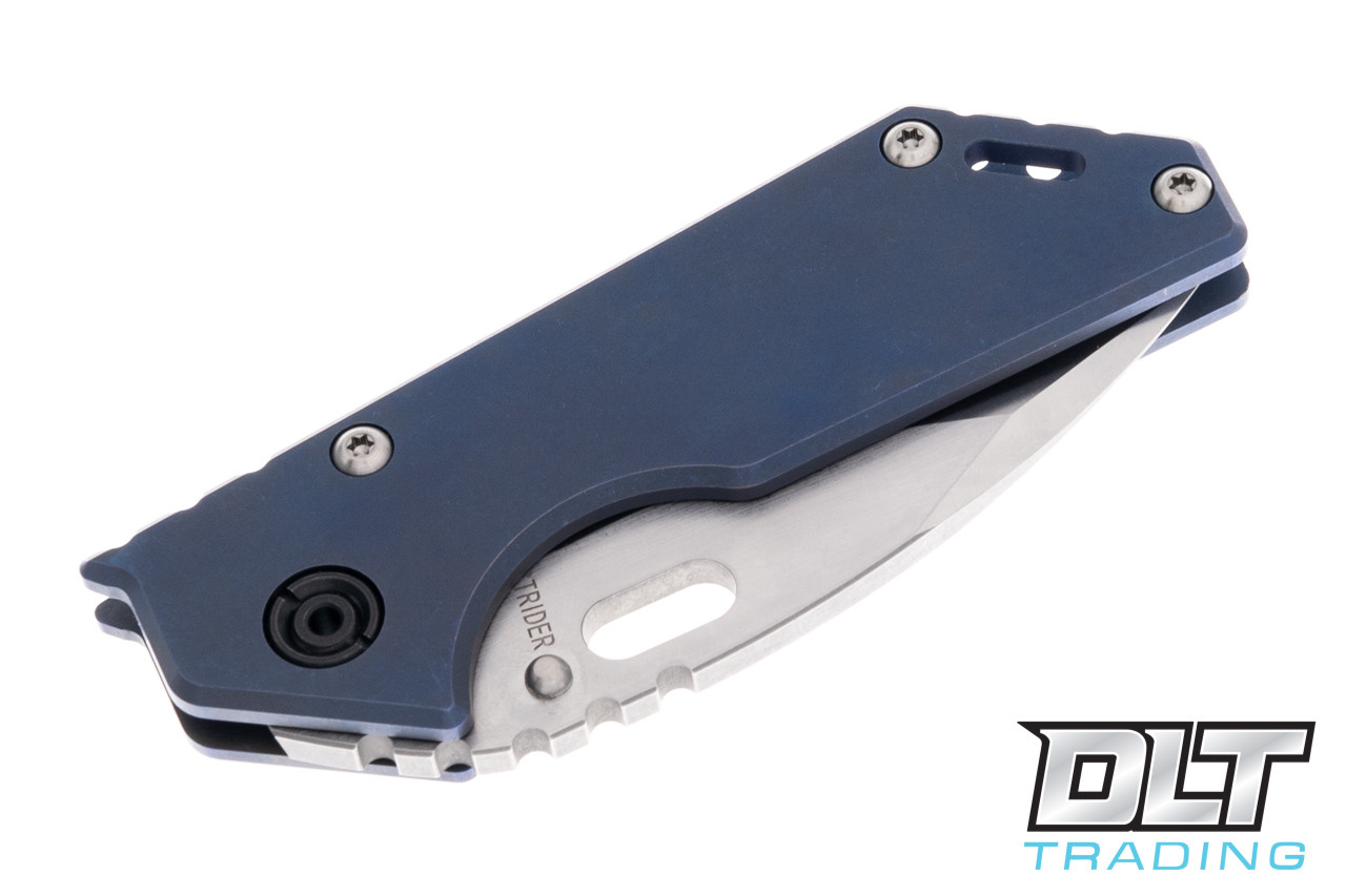 Strider .75 AR Drop Point Tumbled S45VN - Blue Anodized Titanium - DLT ...