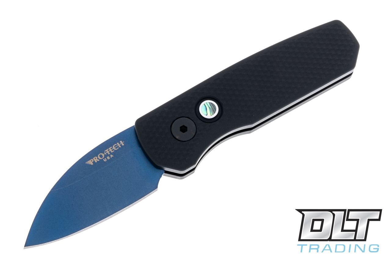 Pro-Tech Runt 5 - Textured Black Handle - Sapphire Blue Blade - DLT Trading