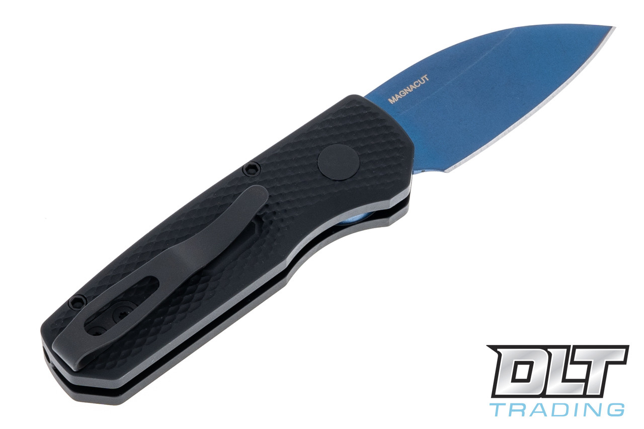 Pro-Tech Runt 5 - Textured Black Handle - Sapphire Blue Blade - DLT Trading