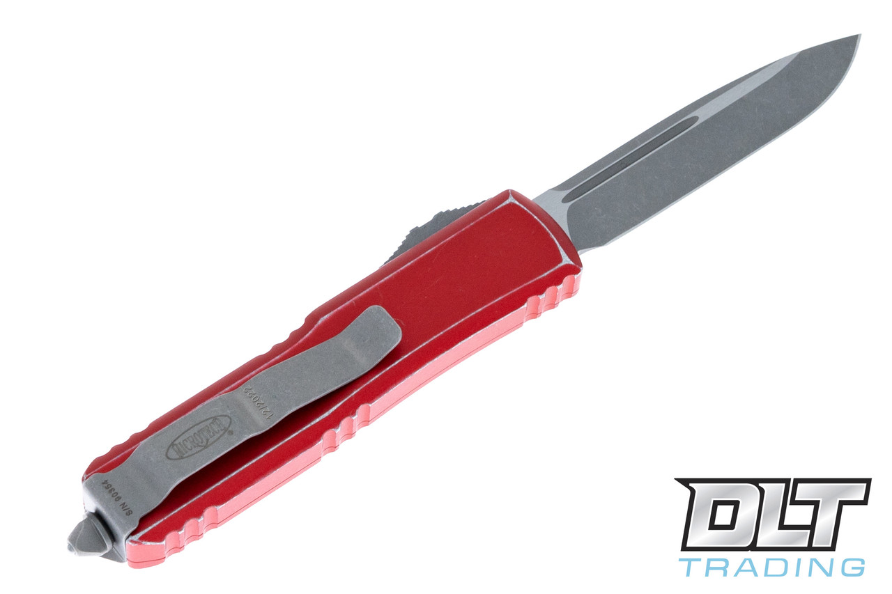 Microtech UTX-85 S/E - Distressed Red Handle - Apocalyptic Blade