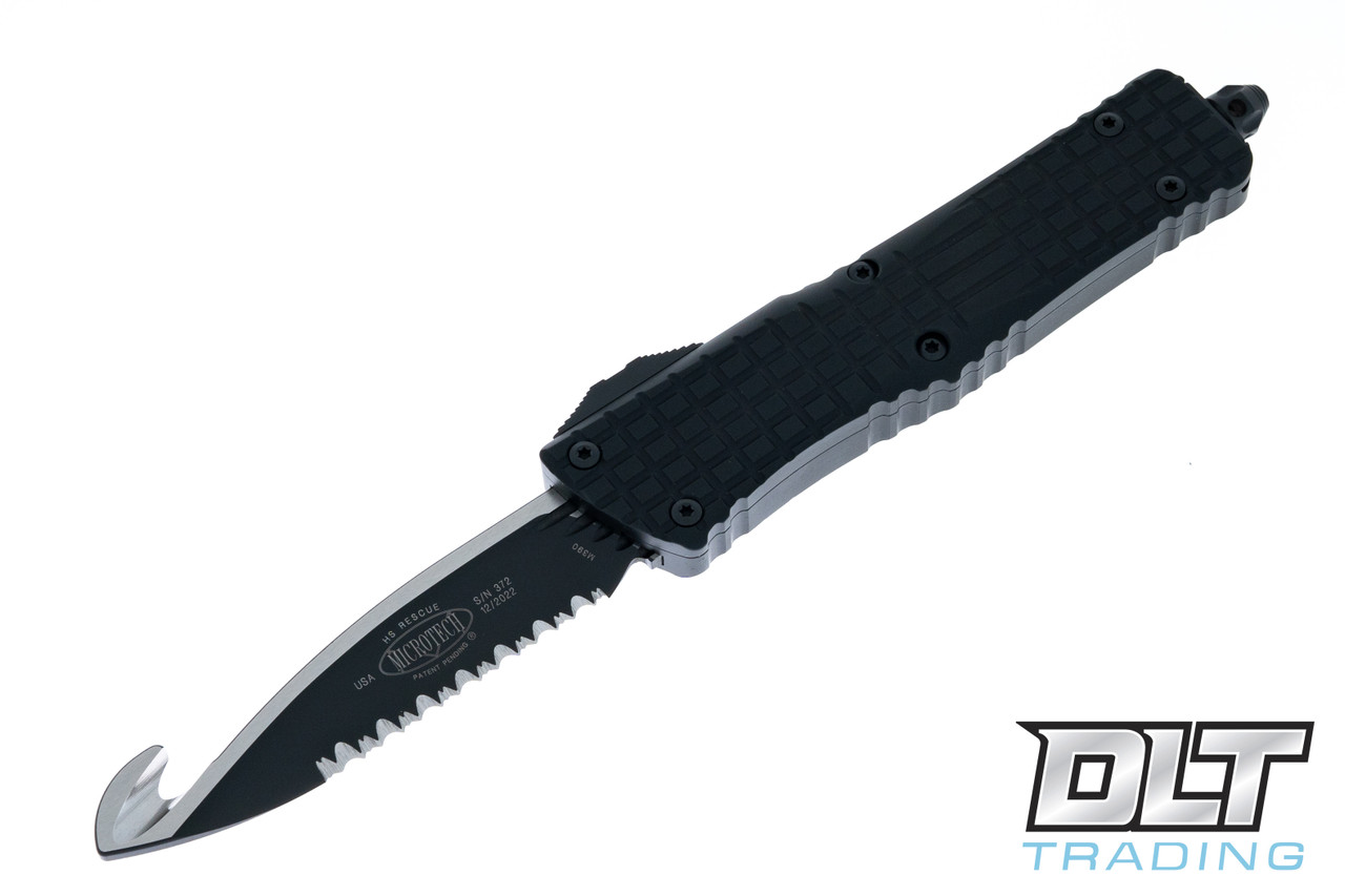 Microtech Combat Troodon HS Rescue - Black Handle - Black Coated Blade