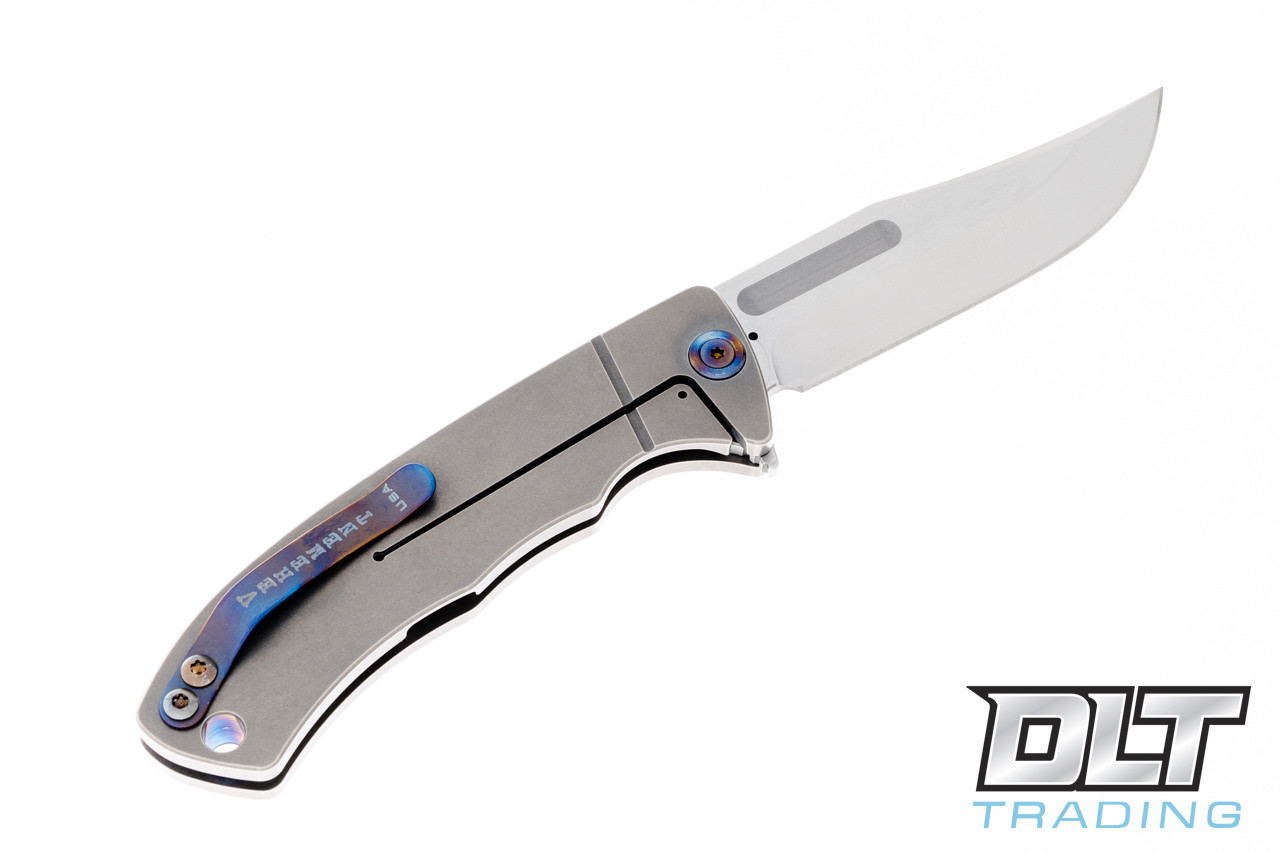 Vehement Mongrel S45VN - Tumbled Titanium - Tumbled Blade - Flamed ...
