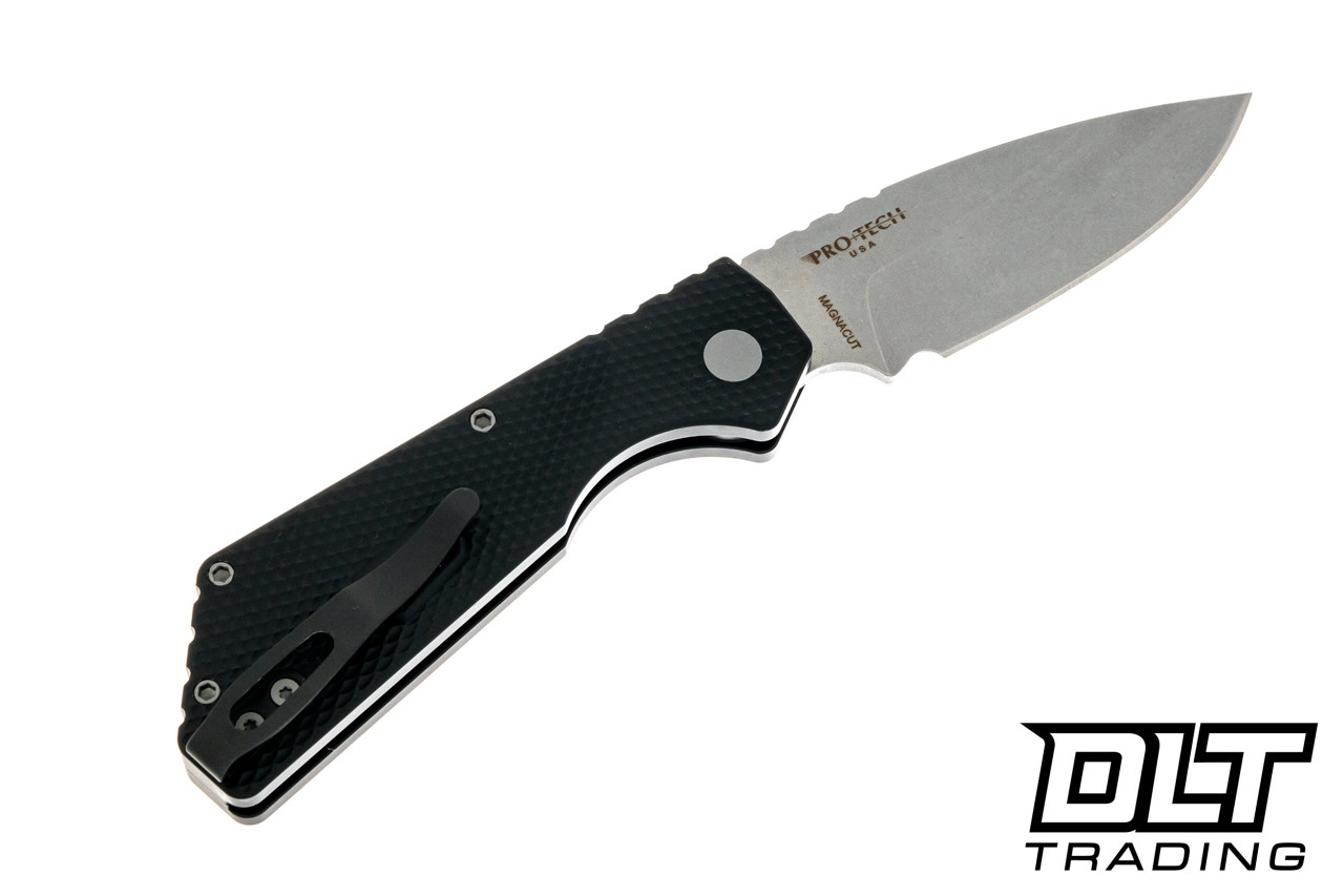Pro Tech Strider Pt Textured Black Handle Stonewashed Magnacut