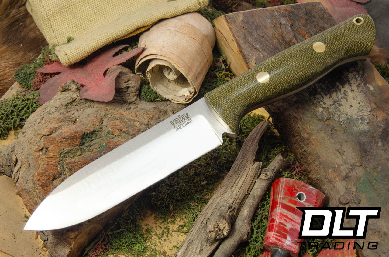Bark River Bravo Alpha Cru-Wear Green Canvas Micarta - Brass