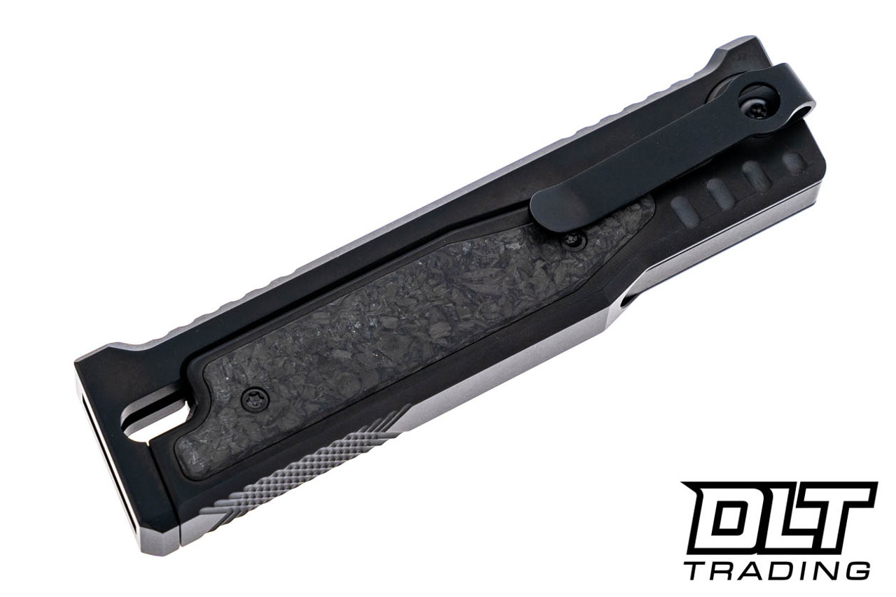 Reate Exo M Elmax Tanto Pvd Titanium Marbled Carbon Fiber Inlay