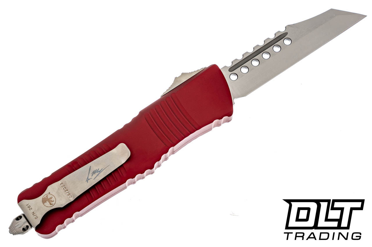 Microtech Combat Troodon Wharncliffe - Merlot Red Handle - Stonewashed ...