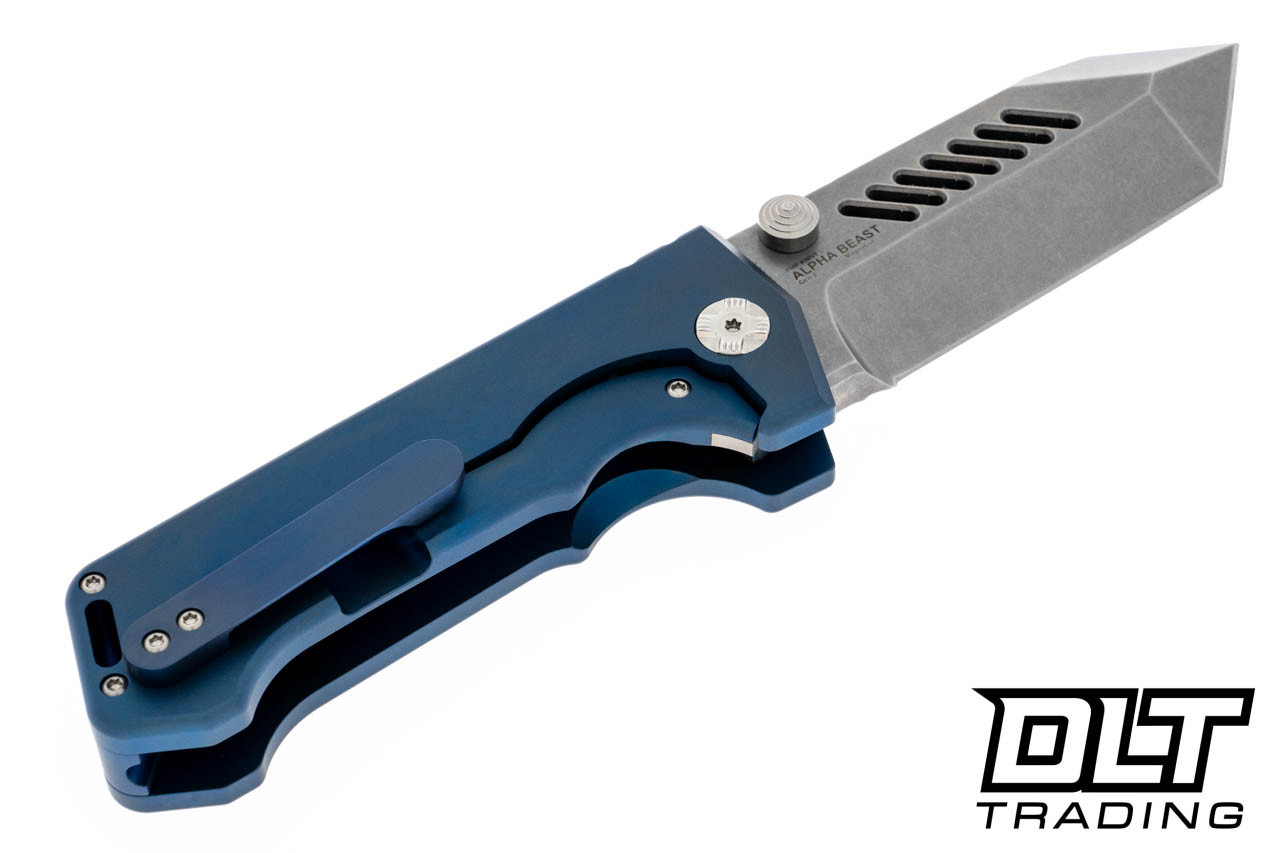PMP Alpha Beast Gen 2 - Blue Anodized Titanium - Stonewashed Blade ...