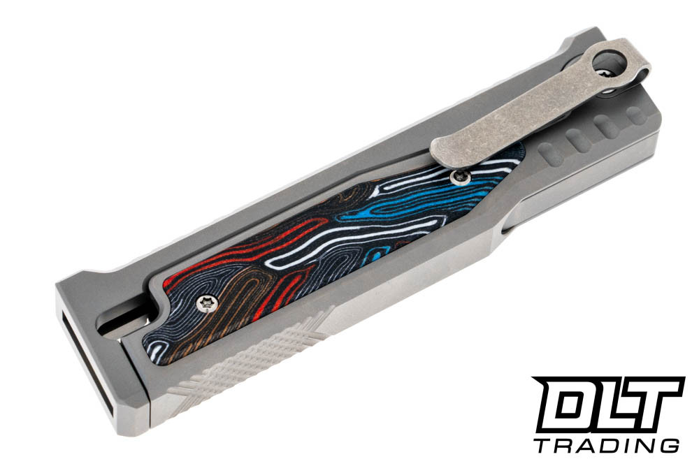 Reate EXO-M Elmax Drop Point - Multi Color Damascus G-10 - DLT Trading