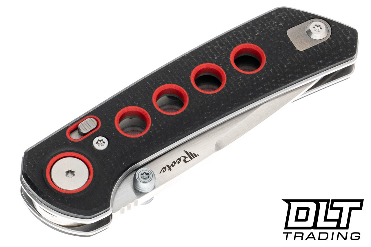 Reate Pl Xt Black Micarta Red G 10 Inlay Stonewashed Blade Dlt