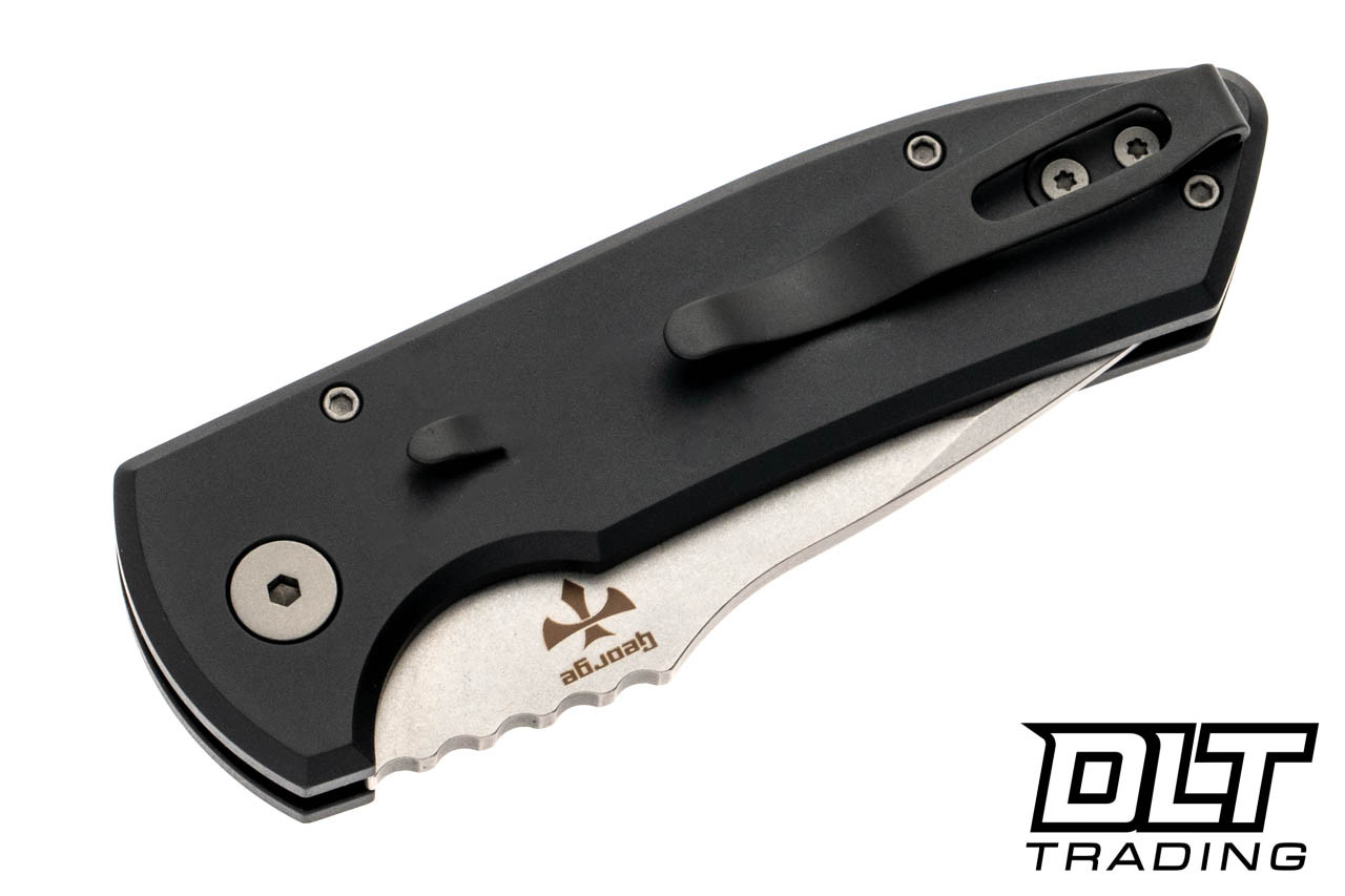 Pro-Tech SBR - Black Handle - Stonewashed Blade - Left Handed - DLT Trading