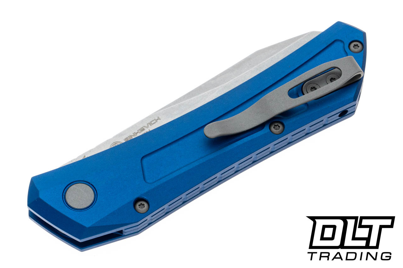Pro-Tech Oligarch - Blue Handle - Stonewashed Blade - DLT Trading