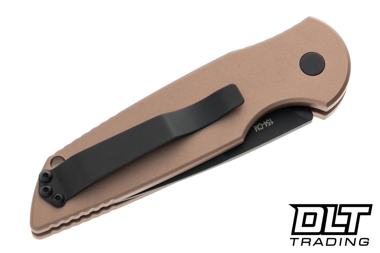 Pro-Tech TR-3 - Grooved FDE Handle - Black Blade - DLT Trading