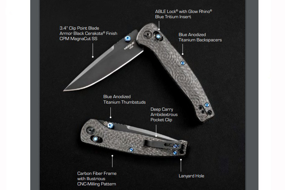 Hogue Mysto Clip Point Blade MagnaCut - Armor Black Cerakote - Carbon ...