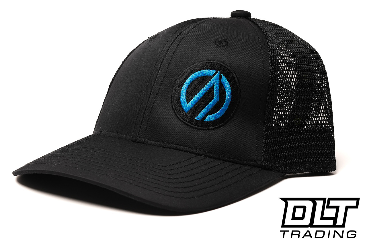 DLT Black ProFlex Meshback Hat - Offset Blue Logo - DLT Trading