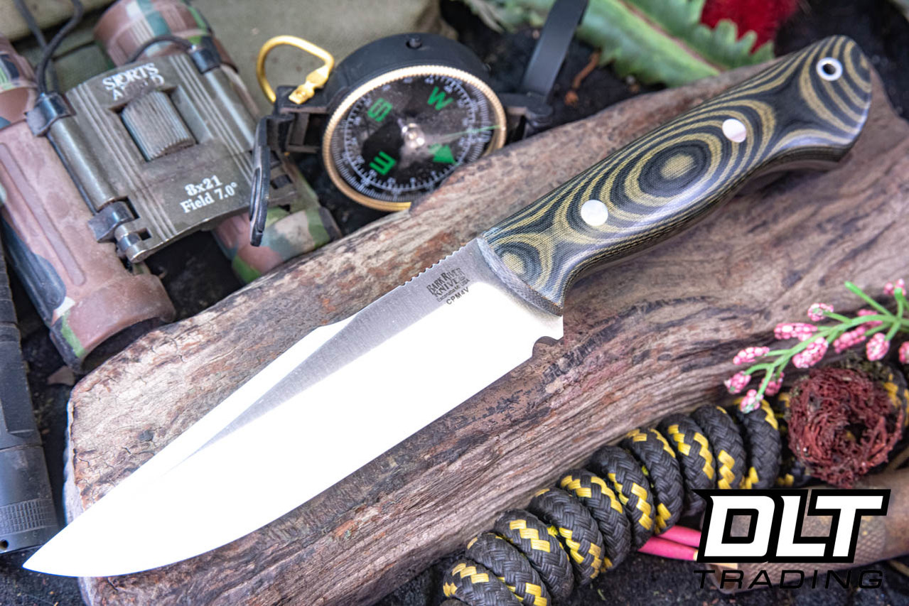 Bark River Hellkat Utility 4V Black & Green Linen Micarta