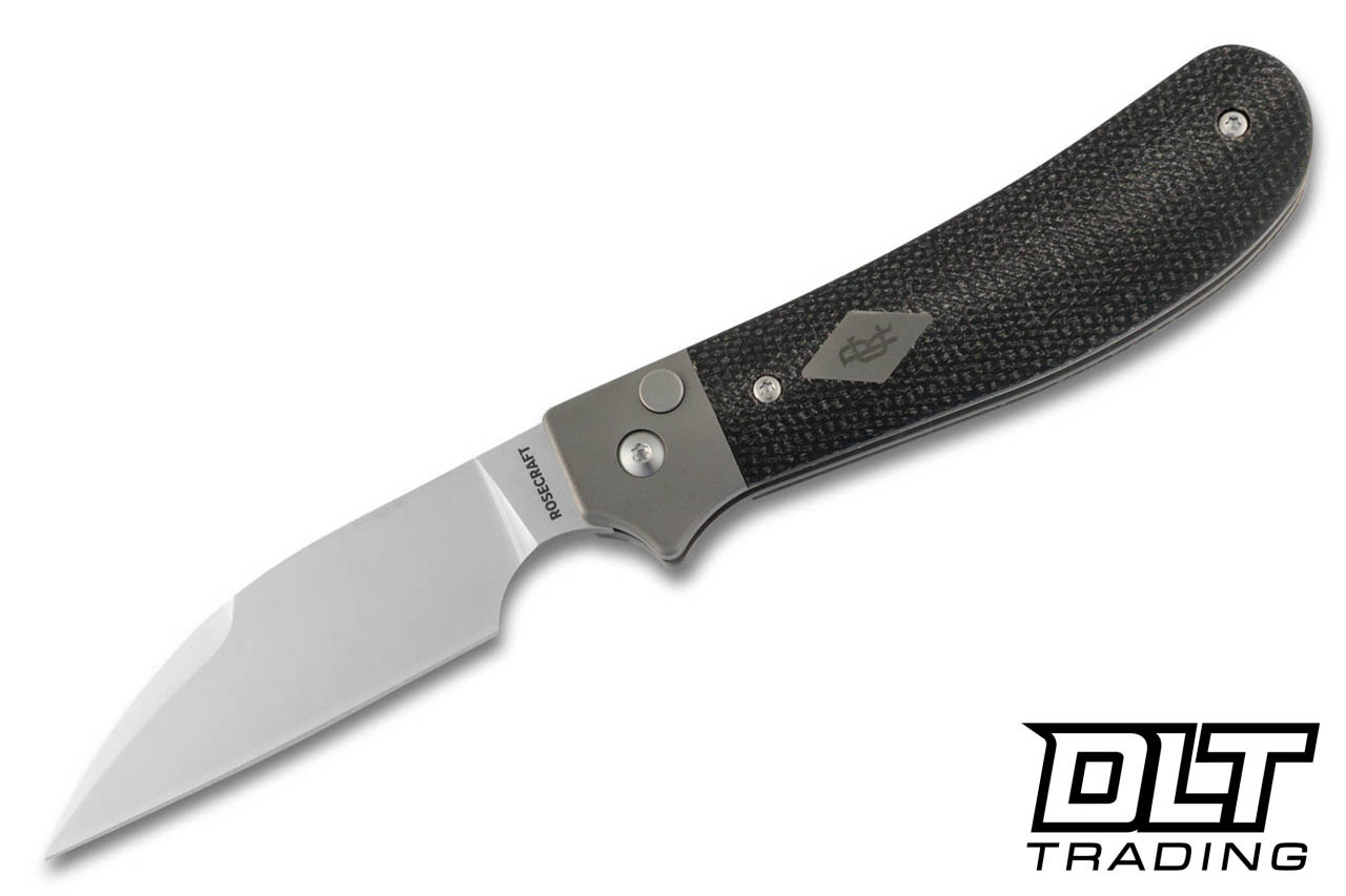 RoseCraft Blades Clinch River Button Lock - Black Micarta - DLT Trading
