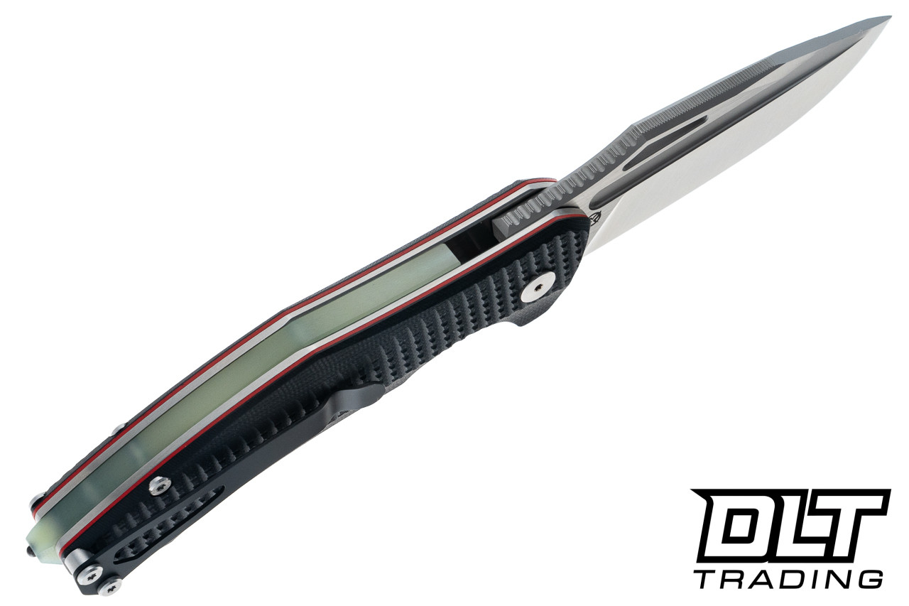 PMP Alpha Smilodon 14C28N - Black G-10 - Red Liners - Translucent G-10 ...