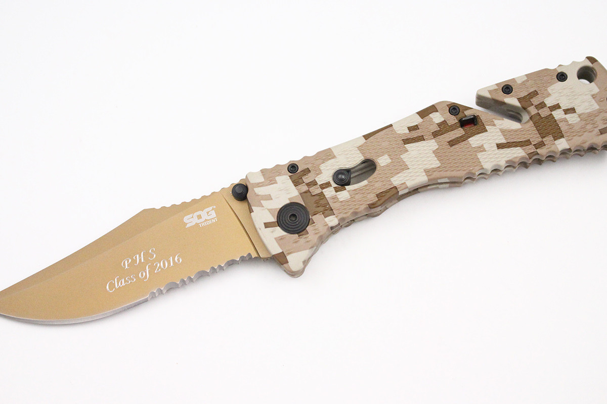 SOG Trident Desert Camo - Partially Serrated - DLT Trading