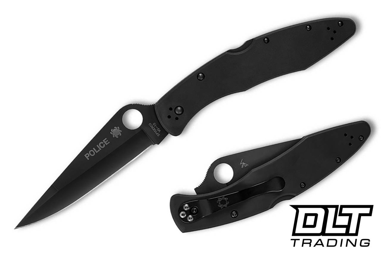 Spyderco C07BKP Police - Black VG-10 Blade - Black Stainless Steel Handle