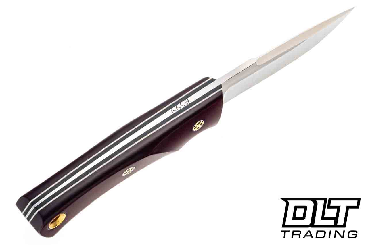 Vehement Knives - Custom Foreman - Maroon Linen Micarta - Black & White ...