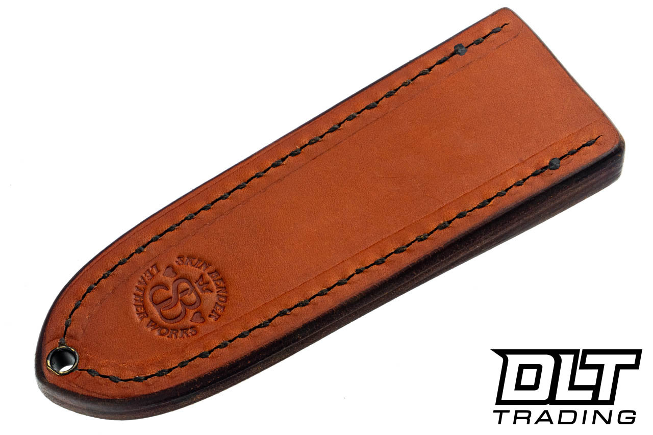 Skinbender EDC Pocket Sheath - Brown Leather - Forest Green Stitching ...