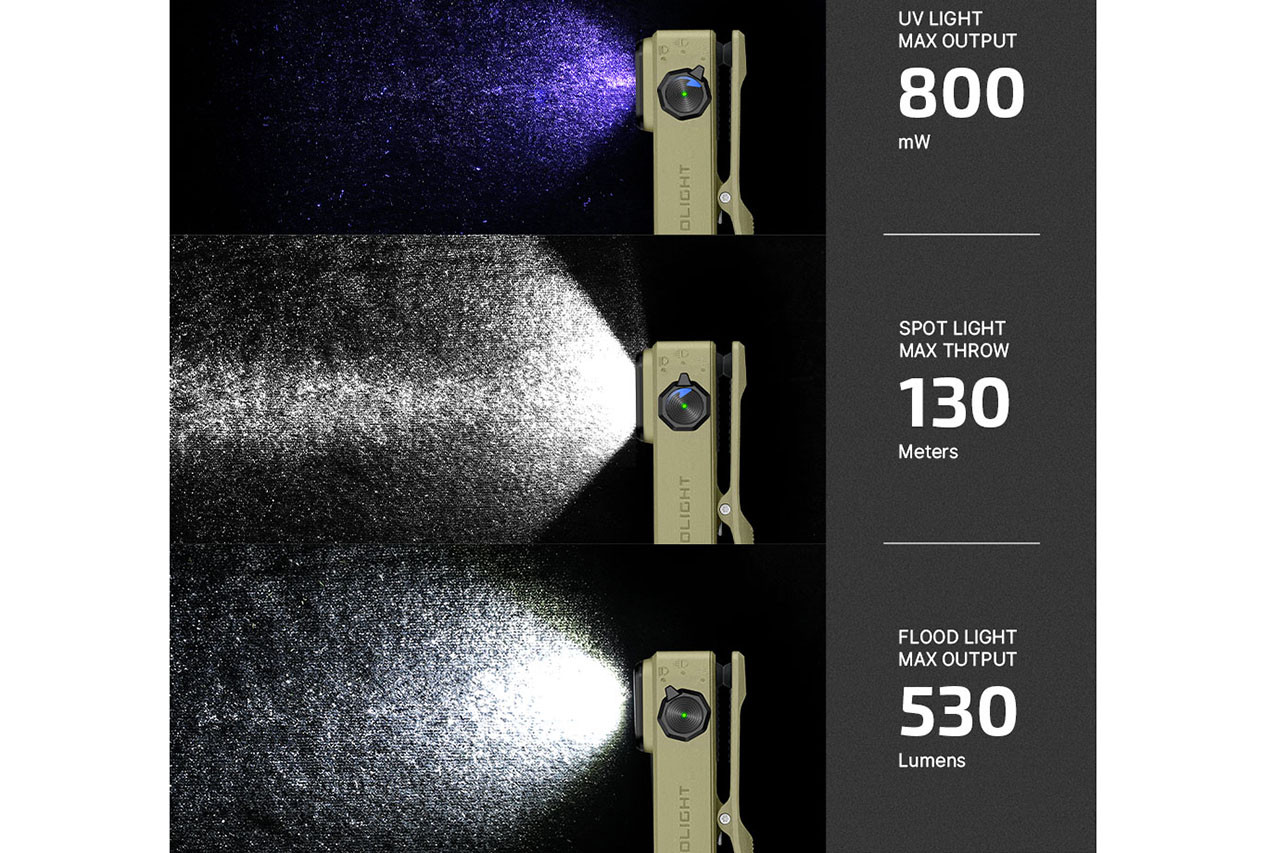 Olight Oclip Ultra Clip-On EDC Light with Flood, Spot, & UV Modes ...