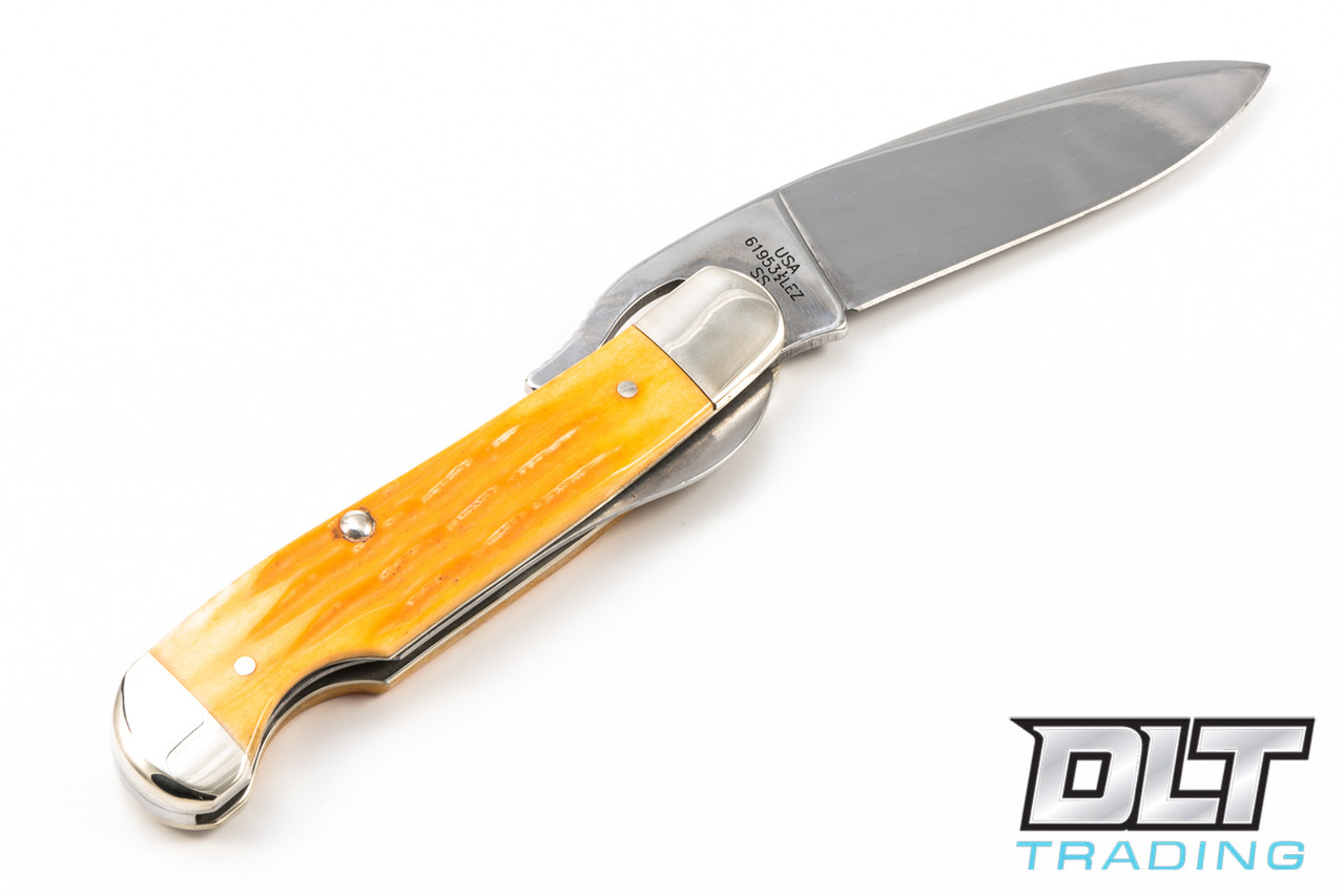 Case EZ Open Drop Point Russlock Orange Bone - DLT Trading