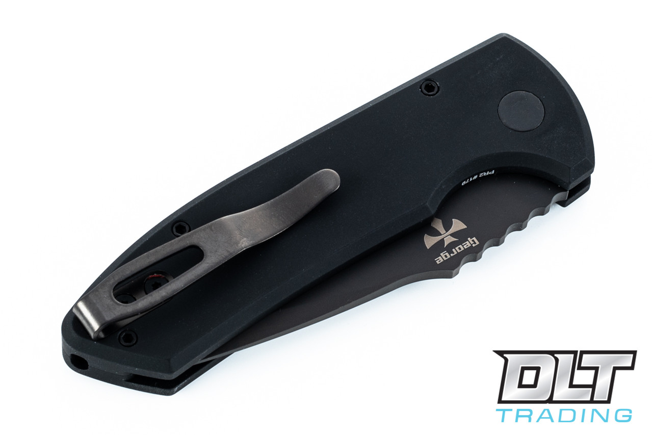 Pro Tech Sbr Black Handle Machined Texture Black Blade Dlt Trading