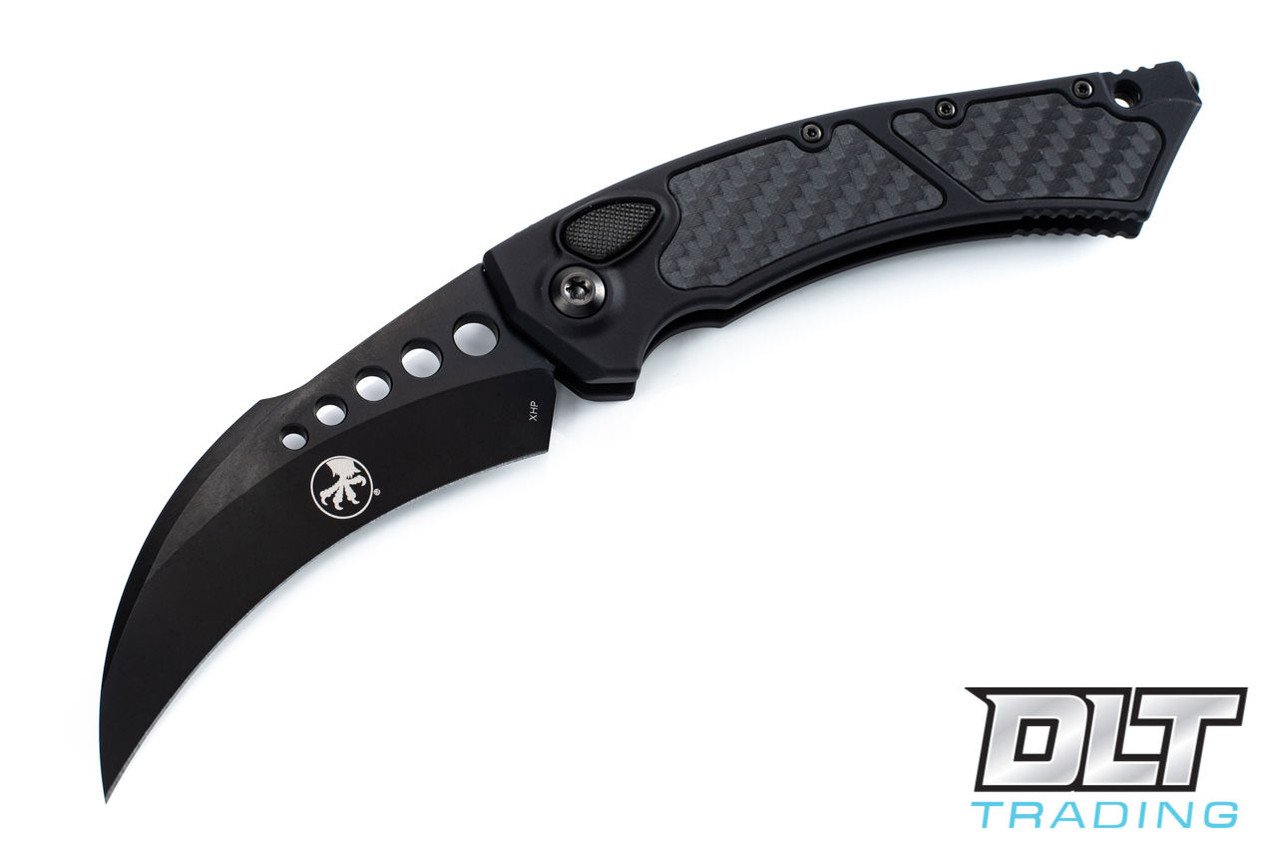 Microtech 166-1DLCTCFIS Hawk - Black Handle - Carbon Fiber Inlay - DLC ...