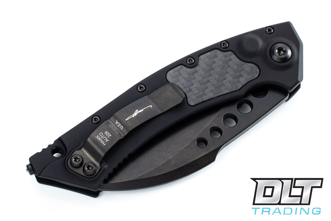 Microtech 166-1DLCTCFIS Hawk - Black Handle - Carbon Fiber Inlay - DLC ...