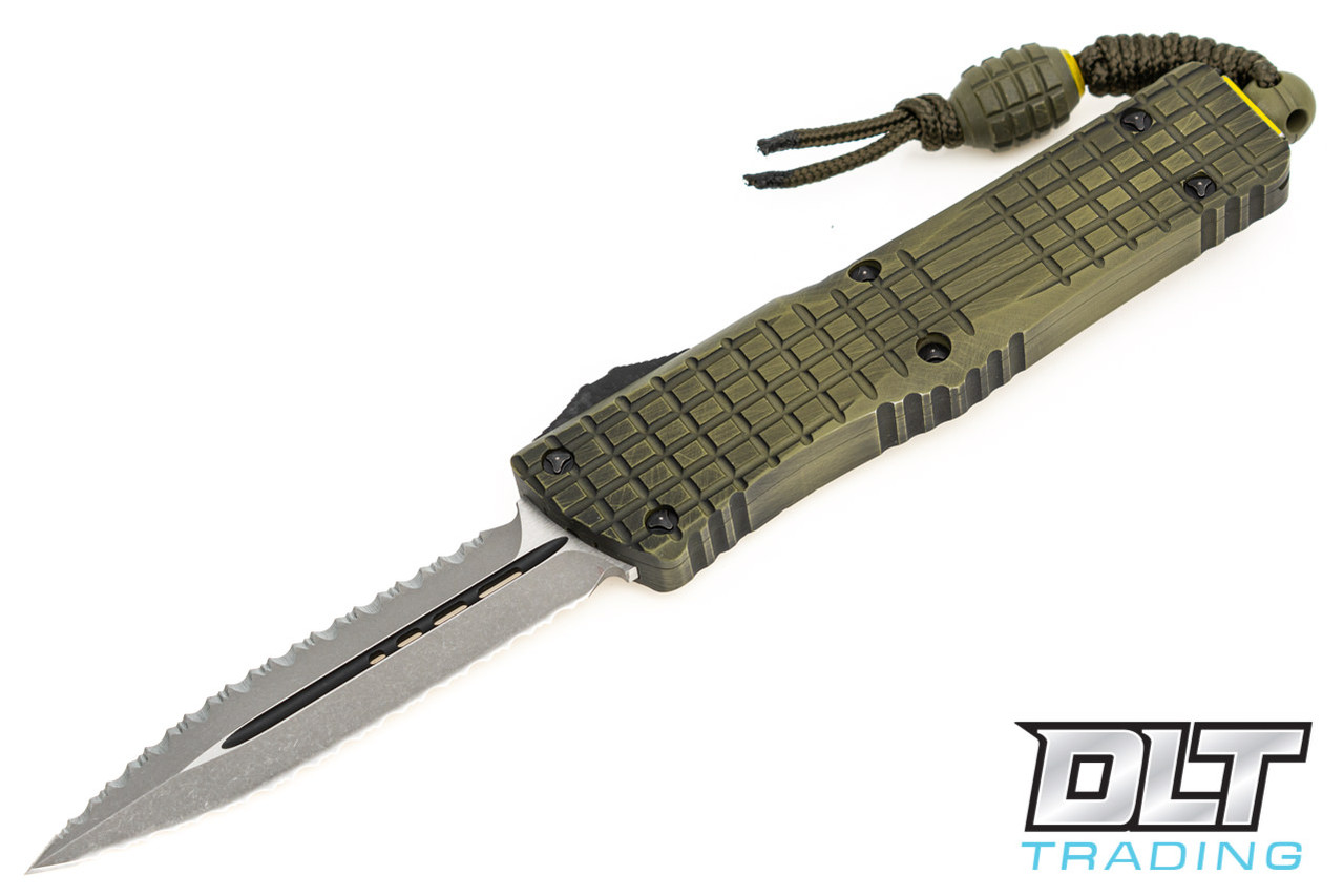 Microtech Combat Troodon Frag Off - Green Handle - Apocalyptic Blade
