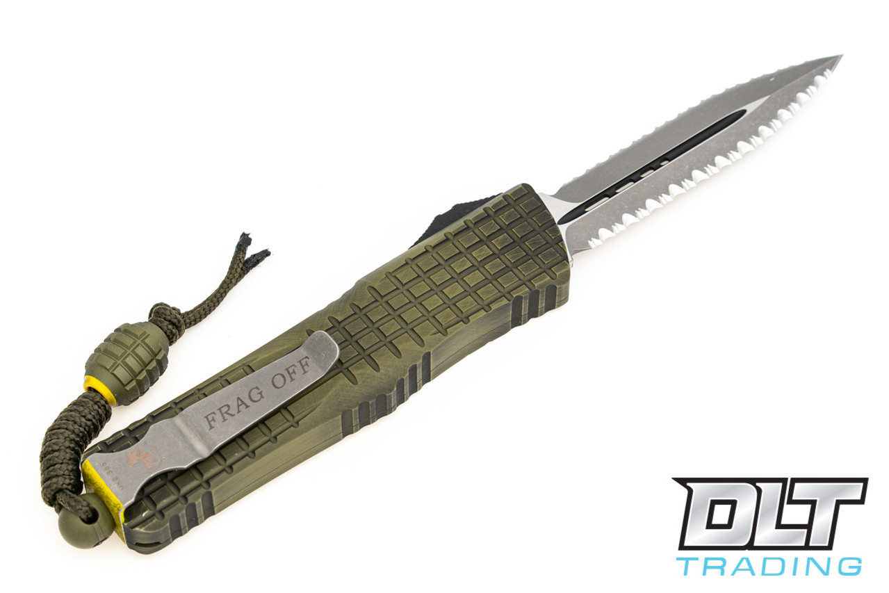 Microtech Combat Troodon Frag Off - Green Handle - Apocalyptic Blade