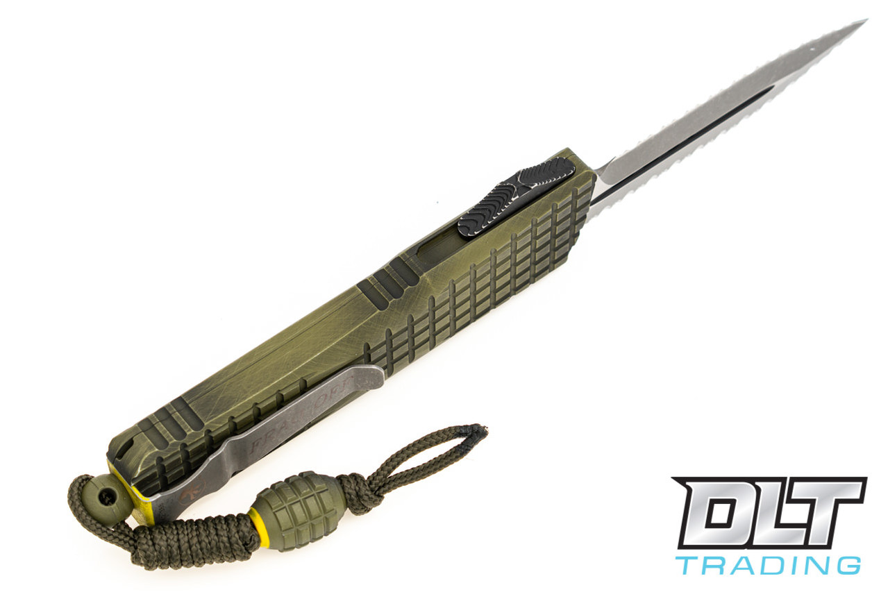Microtech Combat Troodon Frag Off - Green Handle - Apocalyptic Blade