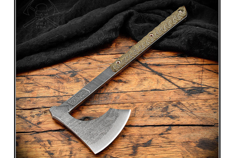 RMJ Raven Forged Bearded Ax - Micarta - Wooden Box - DLT Trading