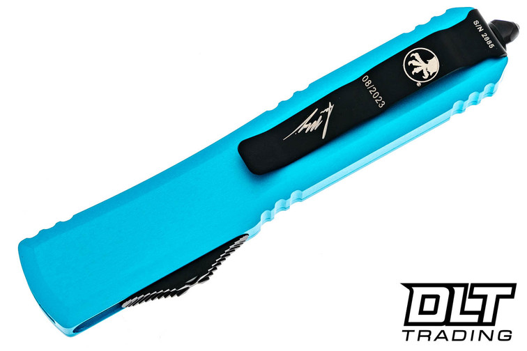 Microtech Ultratech Warhound Turquoise Handle Black Blade