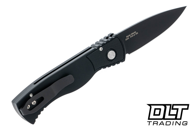 Pro Tech Tr 2 Black Textured Handle Sterling Silver Skull Inlay