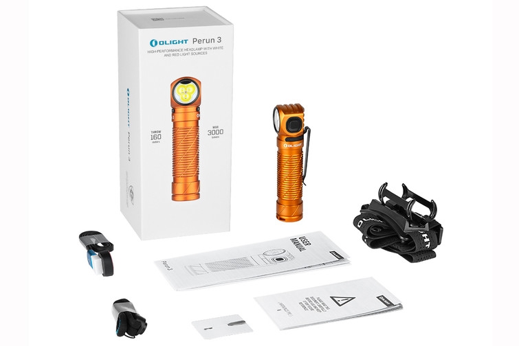 Olight Perun 3 Headlamp - White & Red Light - Orange - DLT Trading
