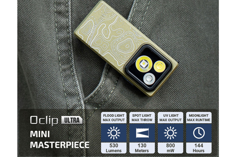 Olight Oclip Ultra Clip-On EDC Light with Flood, Spot, & UV Modes ...