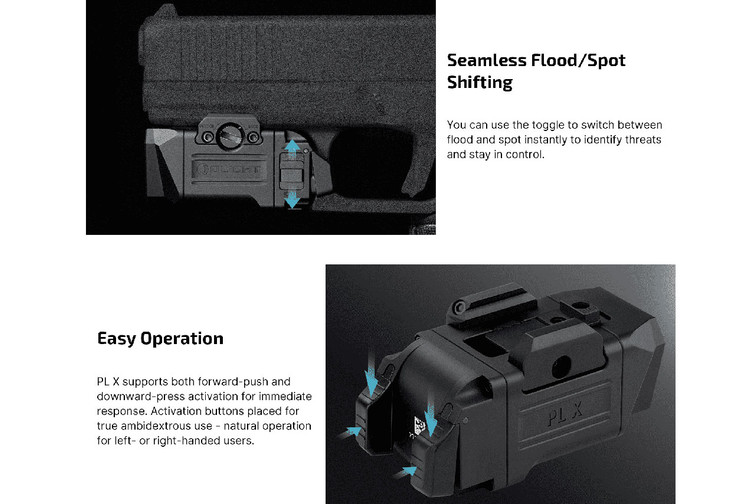 PL X Tactical Weapon Light 1,200 Lumens Dual Beams - Matte Black - DLT ...
