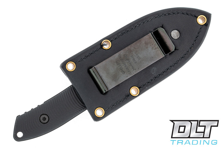Pro Tech Sbr Fixed Blade Black G10 Handle Leather Sheath