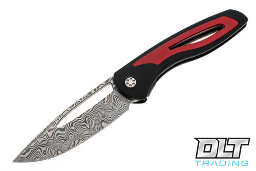 Sharp By Design Apex Drop Point Front Flipper - Black & Red - Damasteel ...