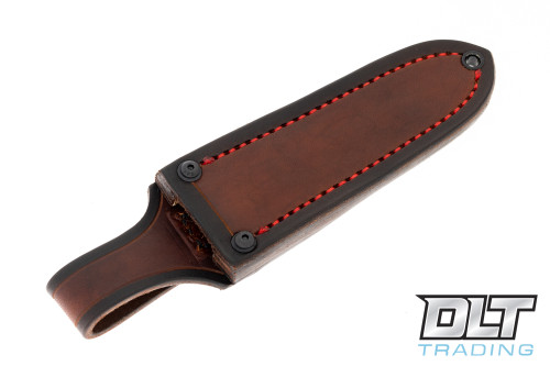 Skinbender Grunt Sheath - Brown Leather - Red Thread - DLT Trading