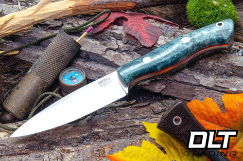 Bark River Mini Aurora 3V Ocean Blue Maple Burl - Red Liners